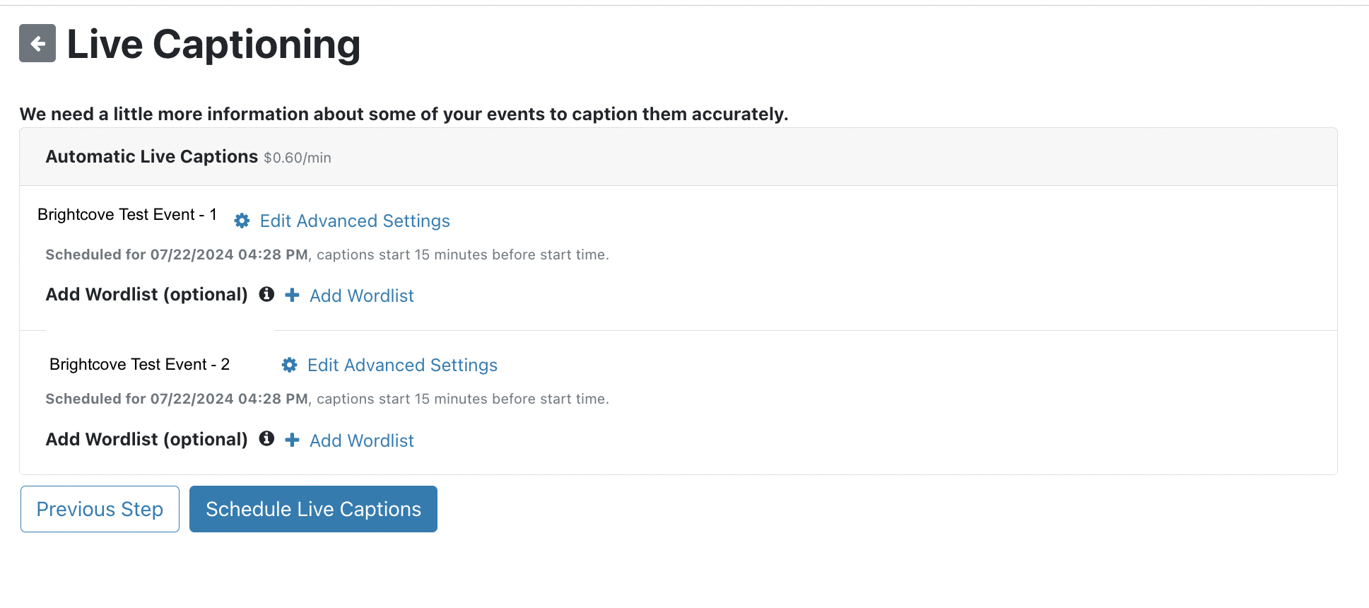Brightcove Live Captioning: Setting up a captioned back up stream in ...